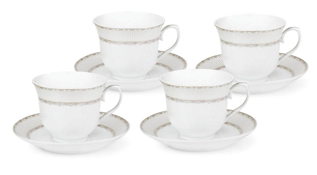 Case of 24 Serafina Silver Striped Border Bulk Wholesale Tea Cups and ...